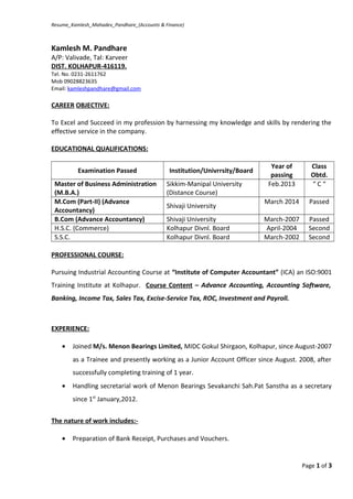 Kamlesh Pandhare ASF resume | PDF