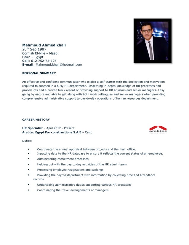 mahmoud ahmed resume | PDF | Human Resources | Business