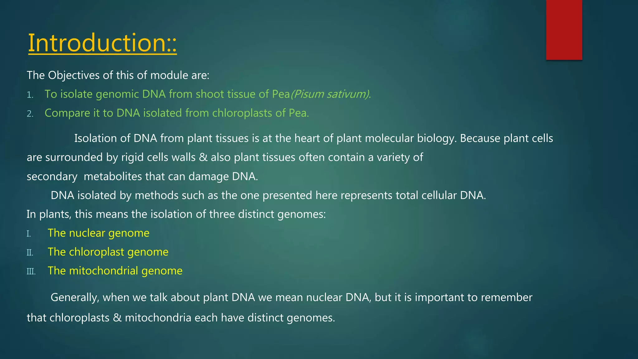Isolation of plant genomic DNA | PPTX
