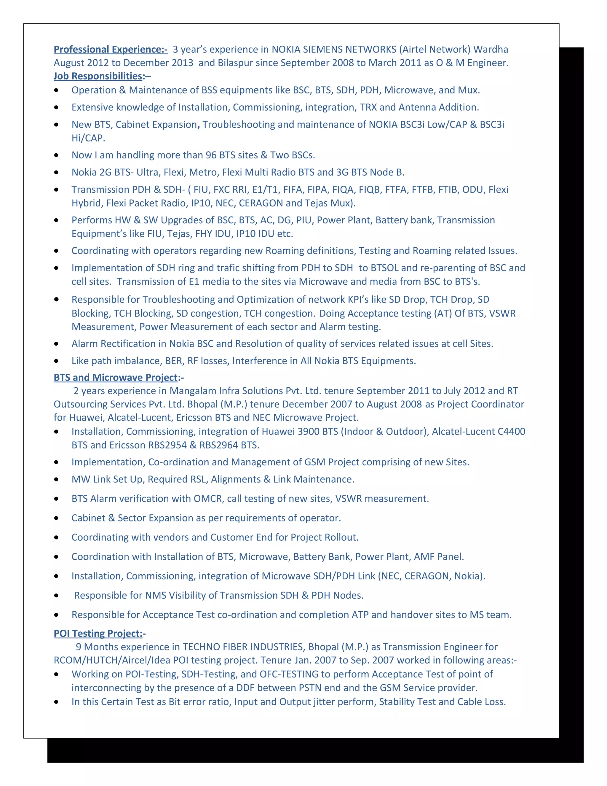 Telecom Resume | DOC