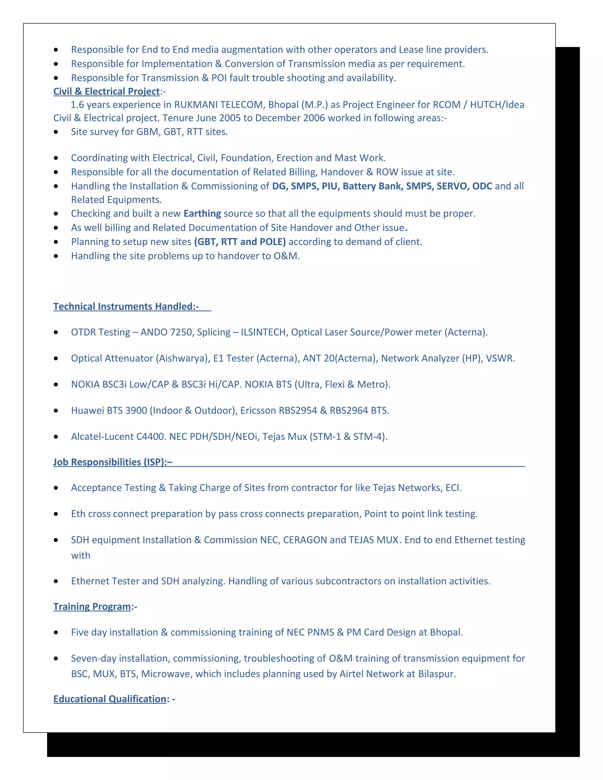 Telecom Resume | DOC