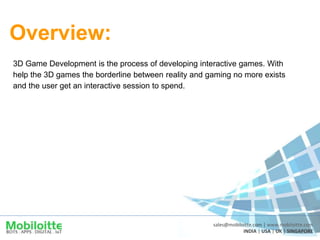 3D Game Development - Mobiloitte | PPT