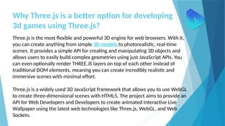 is three.js better for developing web-based 3d games? | PPT