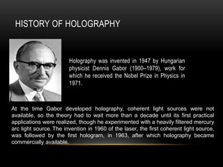 3DHolographicProjection.pptx | 3-D Graphics | Computer Software and ...