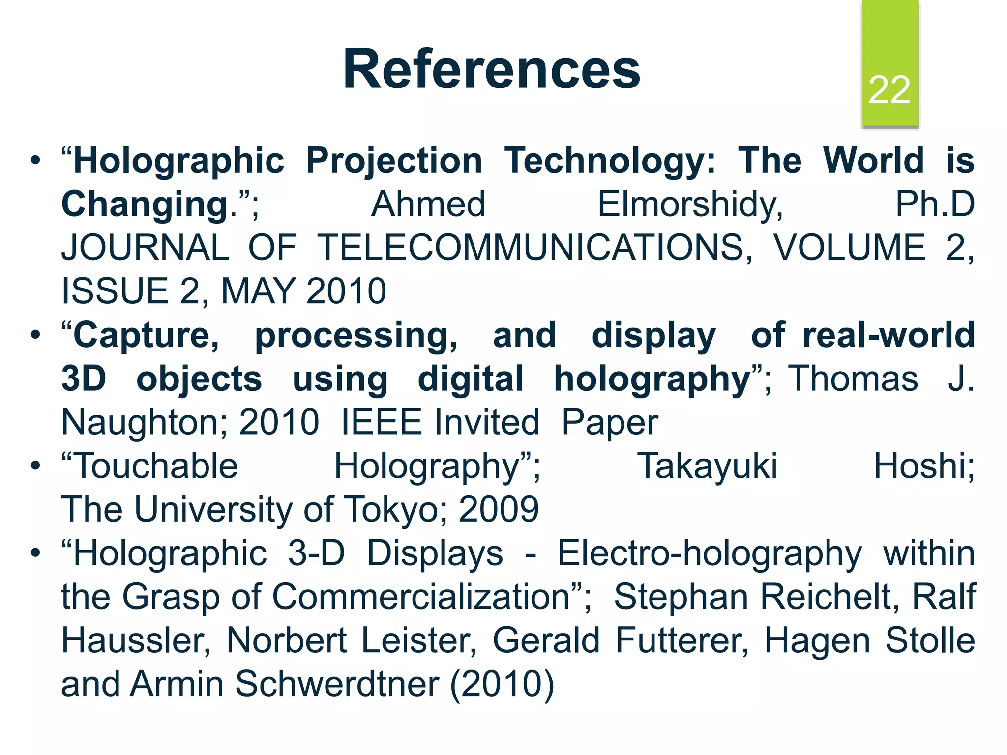 3d holographic projection ppt | PPTX