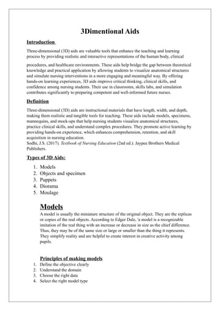 3Dimentional Aids. presentation. content useful for msc nursing ...