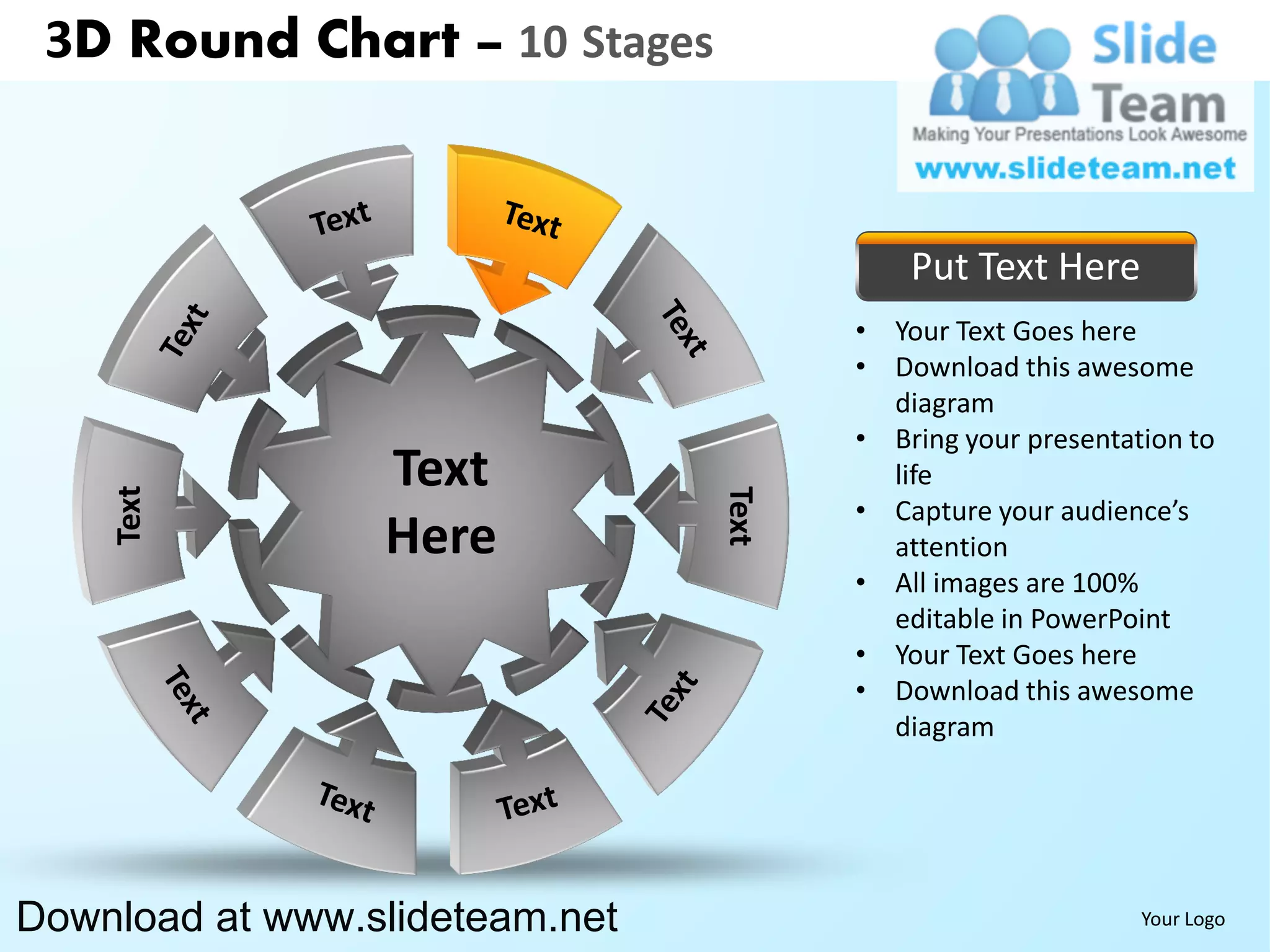 3 d interconnected circular puzzle pieces 10 stages powerpoint diagrams ...