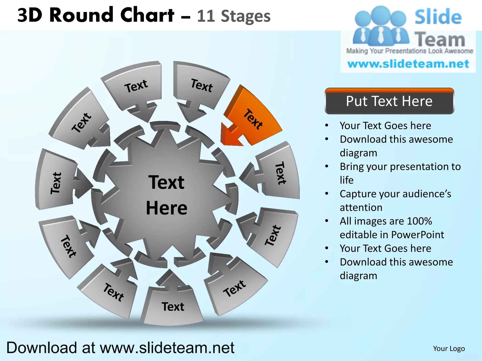 3 d interconnected circular puzzle pieces 11 stages powerpoint diagrams ...