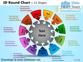 3 d interconnected circular puzzle pieces 11 stages powerpoint diagrams ...