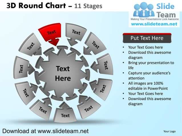 3 d interconnected circular puzzle pieces 11 stages powerpoint diagrams ...