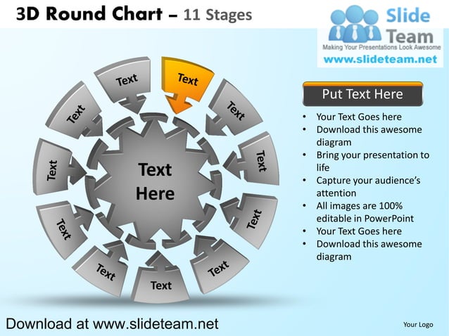 3 d interconnected circular puzzle pieces 11 stages powerpoint ...
