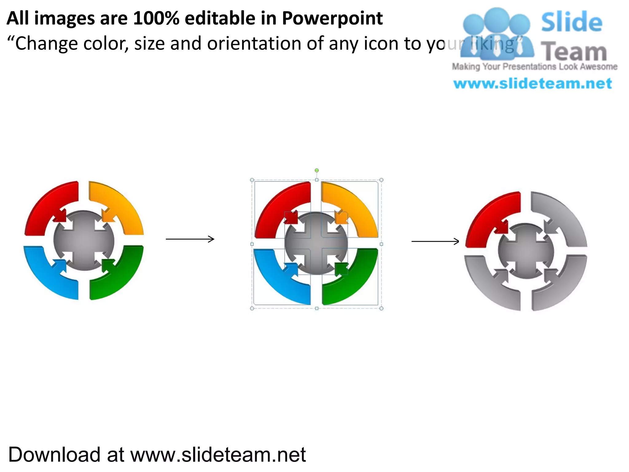 3 d interconnected circular puzzle pieces 4 stages powerpoint diagrams ...
