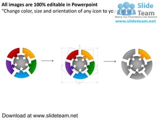 3 d interconnected circular puzzle pieces 5 stages powerpoint diagrams ...