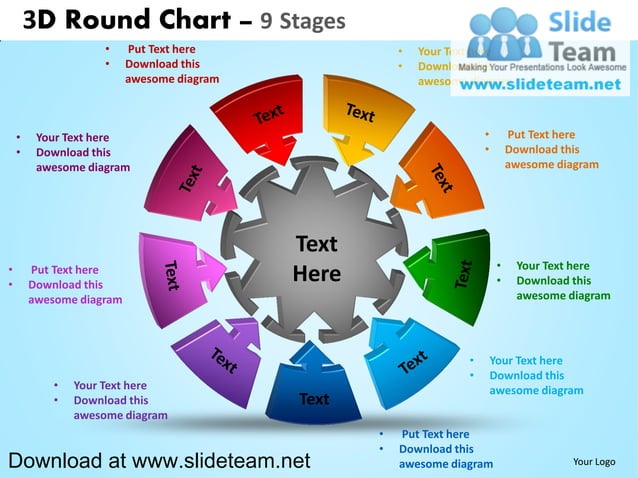 3 d interconnected circular puzzle pieces 9 stages powerpoint ...