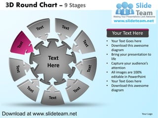 3 d interconnected circular puzzle pieces 9 stages powerpoint ...