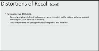 Disorders of memory | PPTX