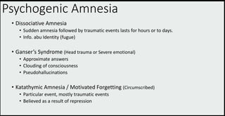 Disorders of memory | PPTX