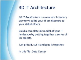 3D IT Architecture - Data Center | PPTX | Cloud Computing | Internet