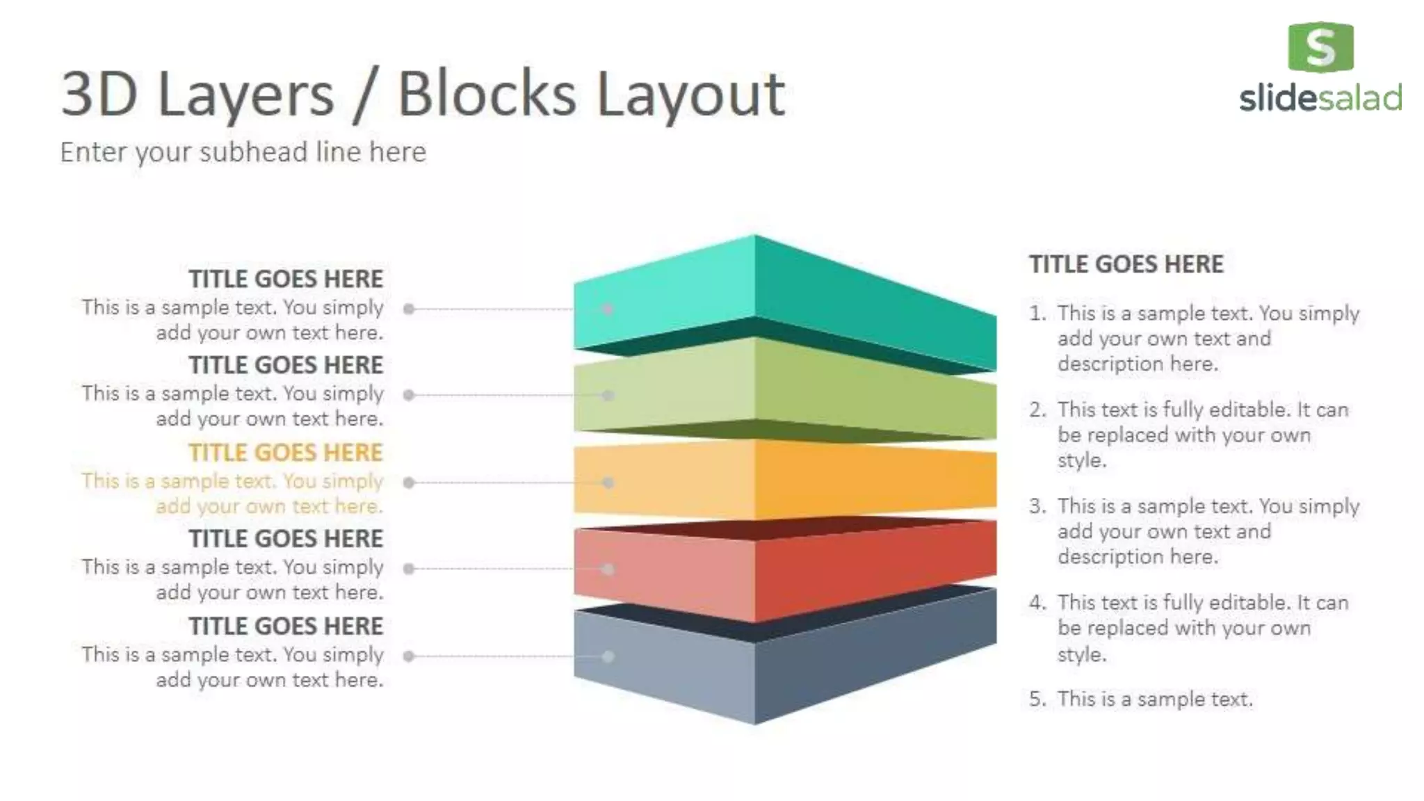 3D layers blocks diagrams PowerPoint presentation template - SlideSalad | PPTX