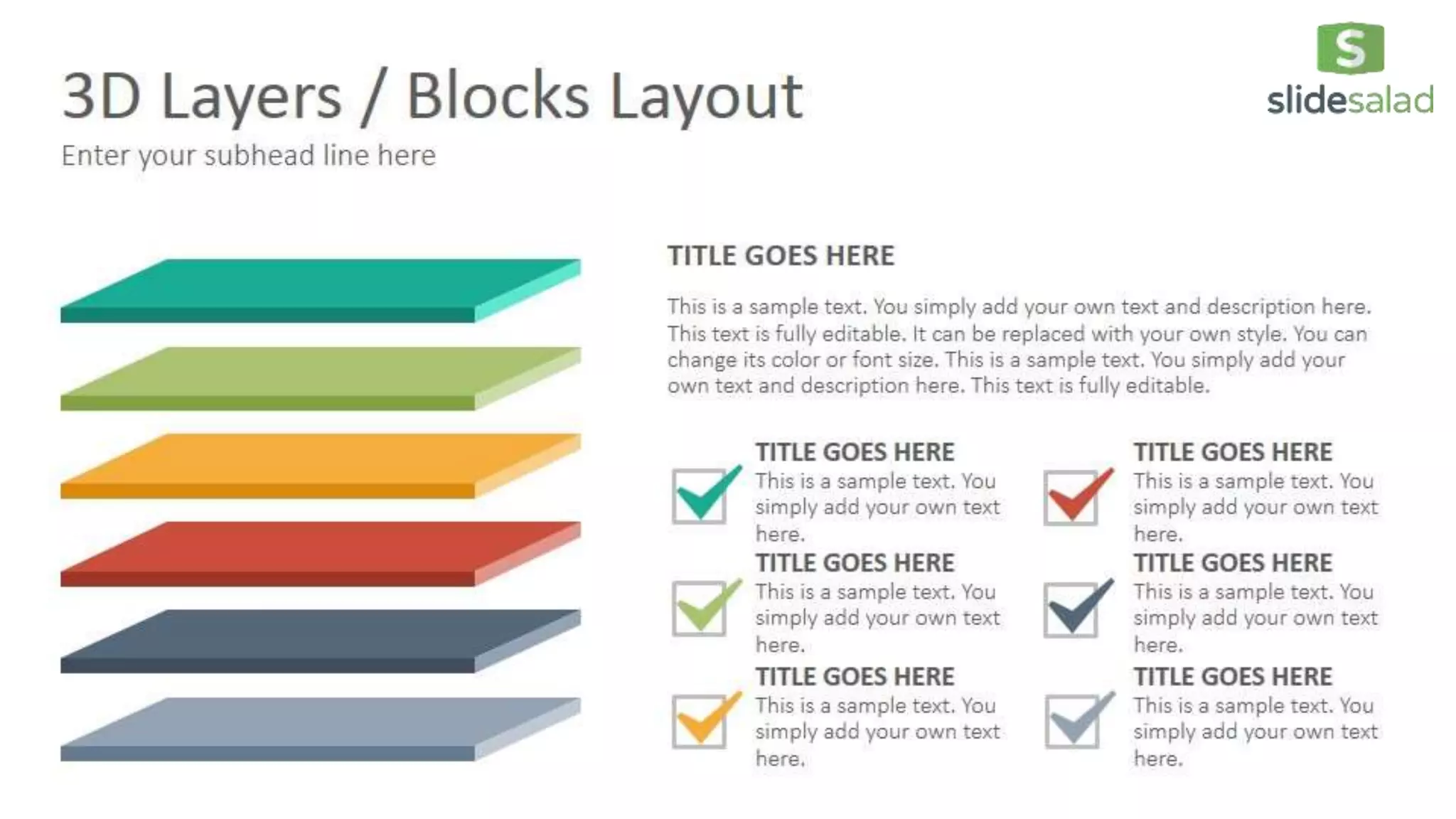 3D layers blocks diagrams PowerPoint presentation template - SlideSalad | PPTX