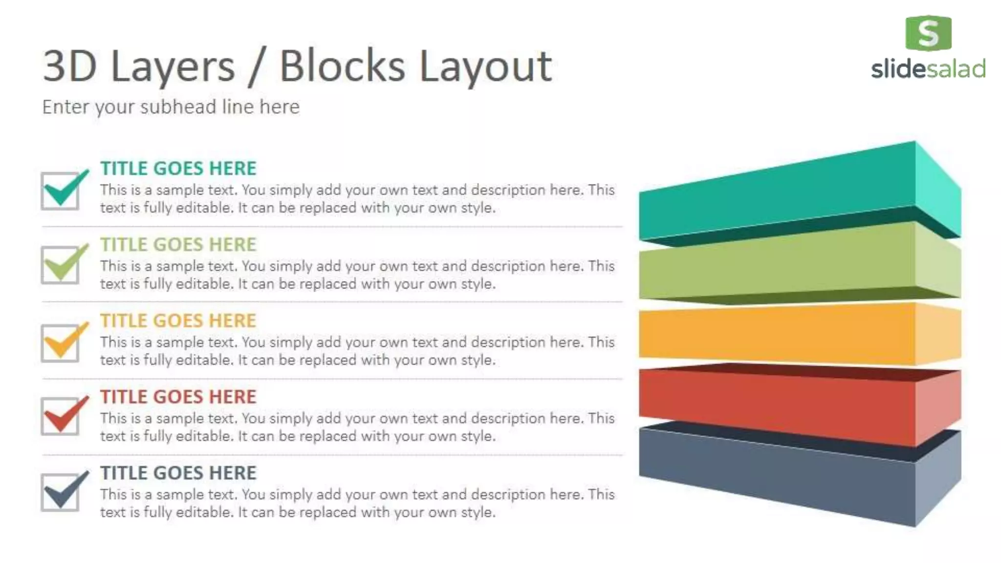 3D layers blocks diagrams PowerPoint presentation template - SlideSalad ...
