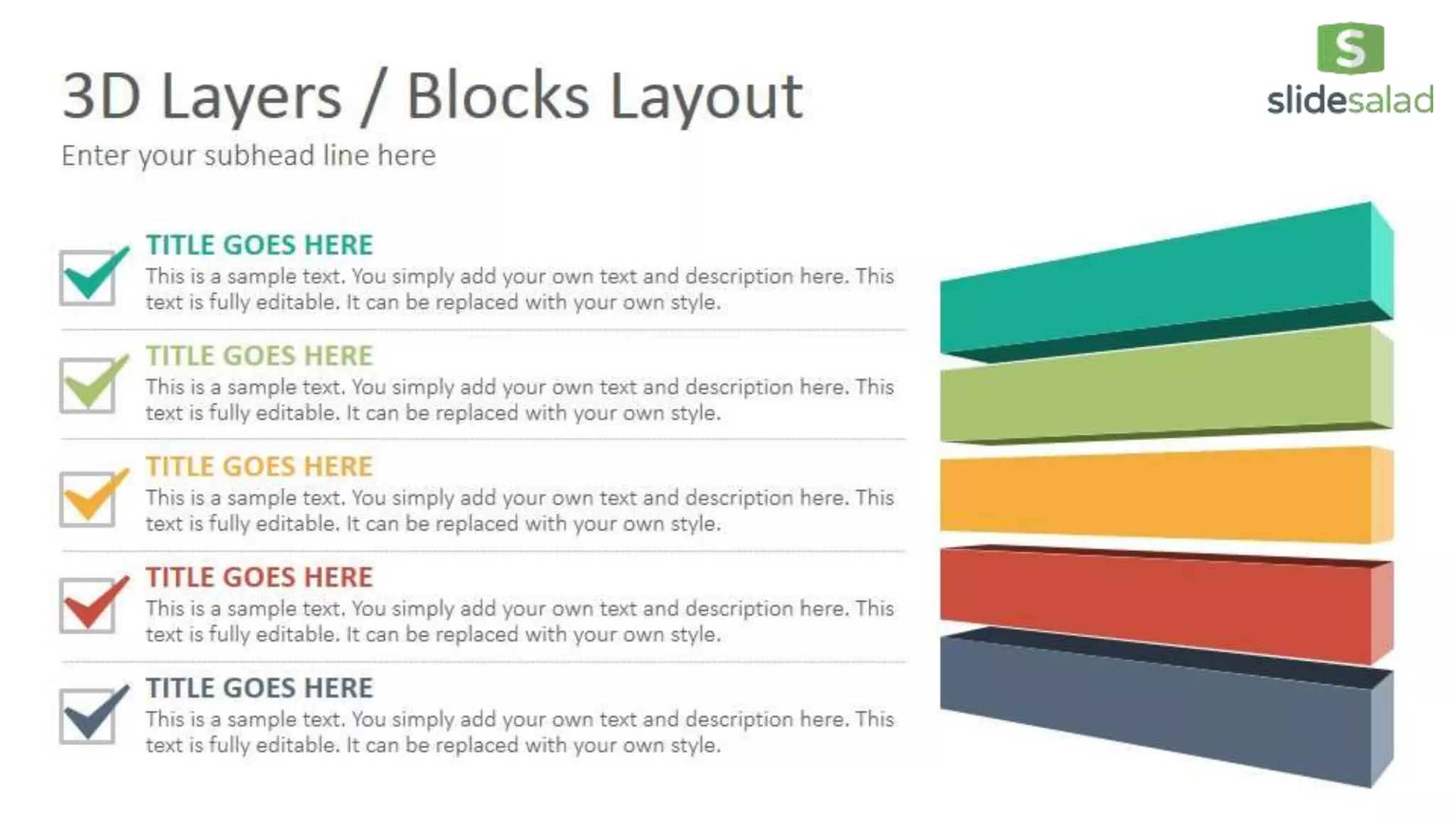 3D layers blocks diagrams PowerPoint presentation template - SlideSalad | PPTX