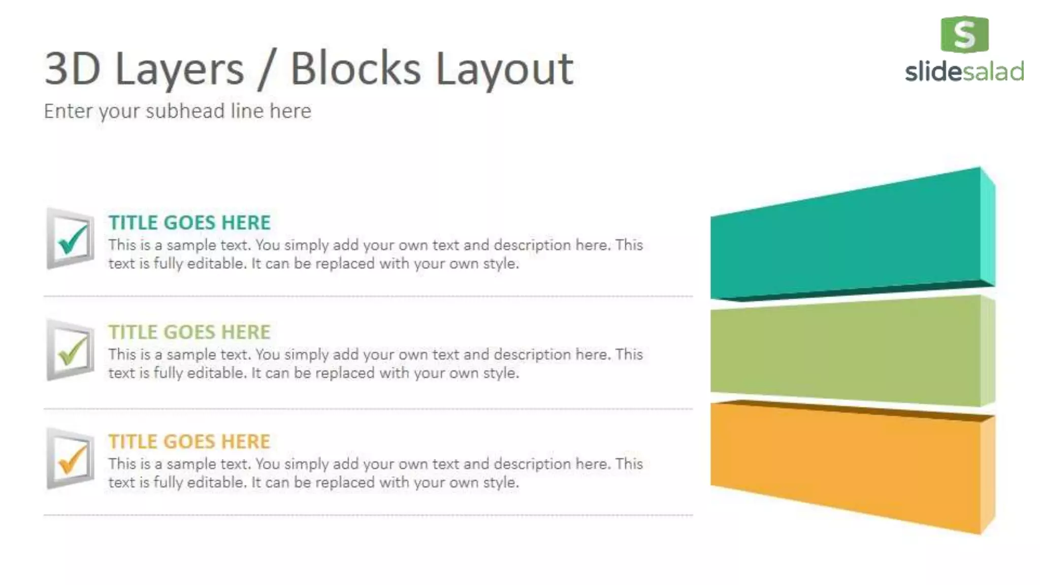 3D layers blocks diagrams PowerPoint presentation template - SlideSalad ...