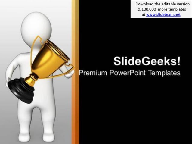 3d man holding golden trophy powerpoint templates ppt backgrounds for ...