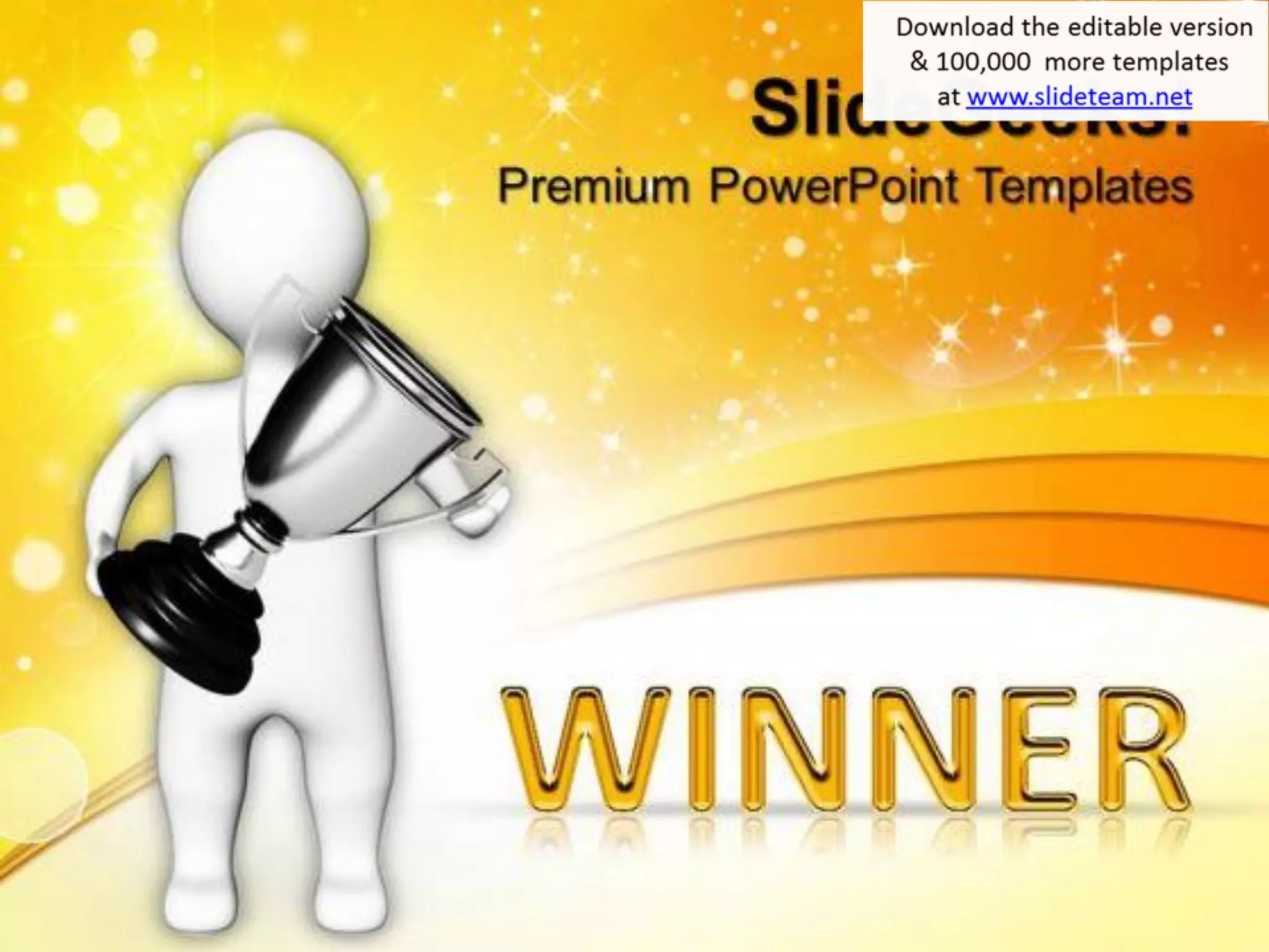 3d man holding silver trophy competition powerpoint templates and ...