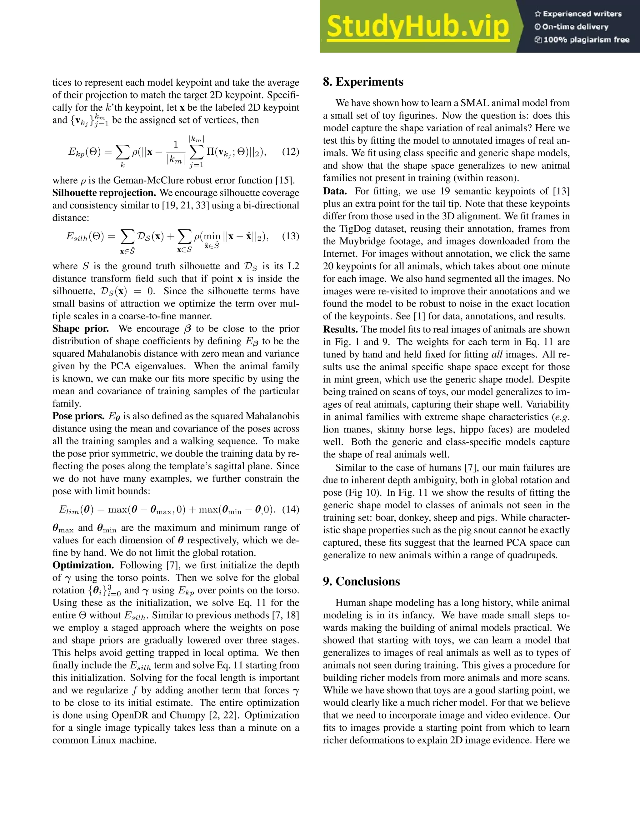 3D Menagerie Modeling The 3D Shape And Pose Of Animals | PDF