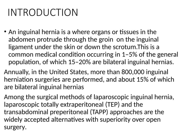 3d mesh in inguinal hernia in laproscopy hernia repair | PPT