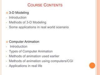 3D Modelling and Animation | PPTX