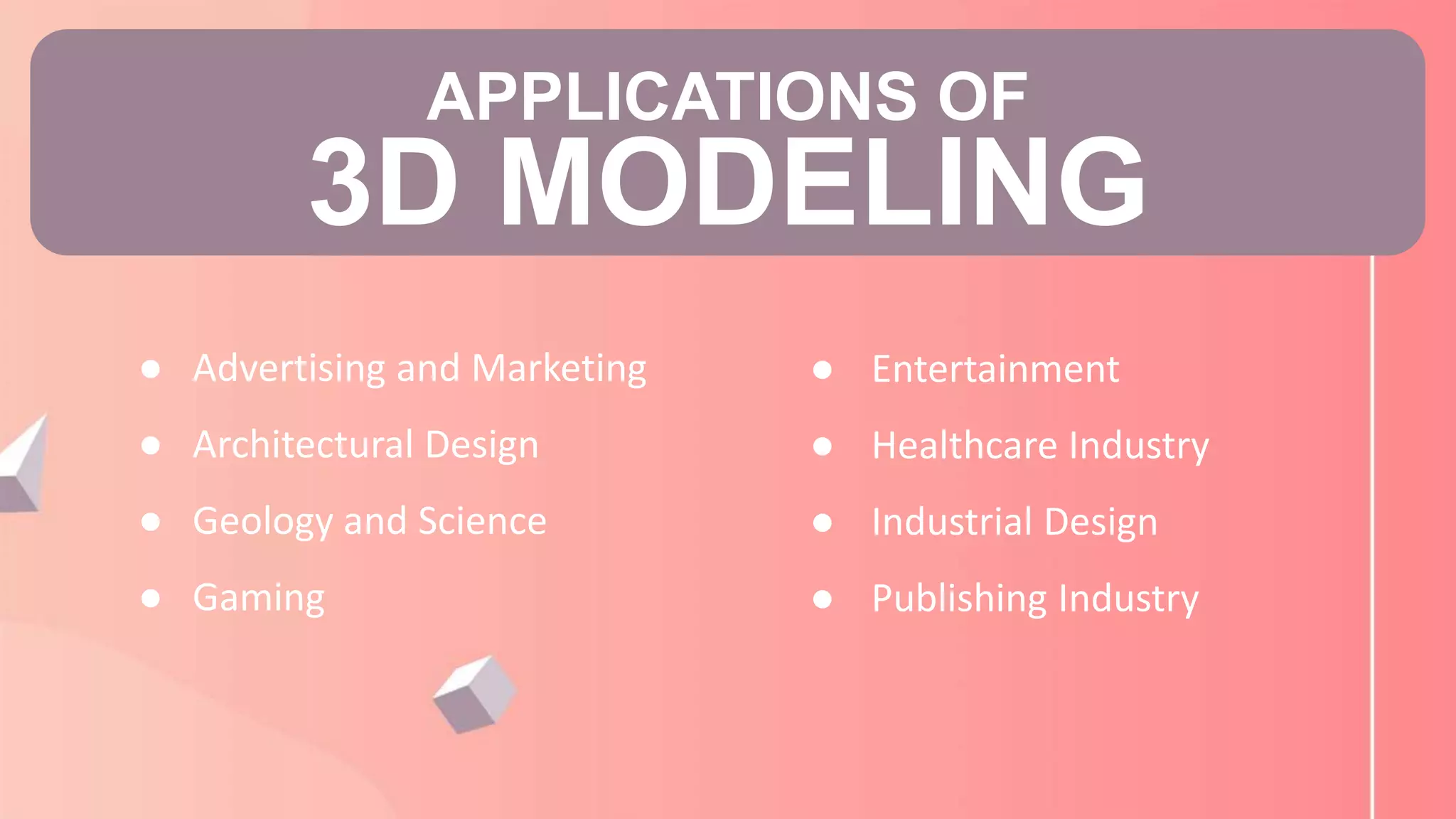 3d Modeling Techniques Types And Specific Applications Pptx 3 D