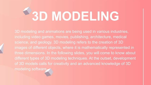 3D Modeling Techniques : Types and Specific Applications | PPTX | 3-D Graphics | Computer ...