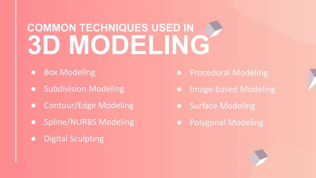 3D Modeling Techniques : Types and Specific Applications | PPTX | 3-D Graphics | Computer ...