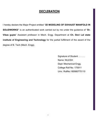 3 d modelling of exhaust manifold | PDF