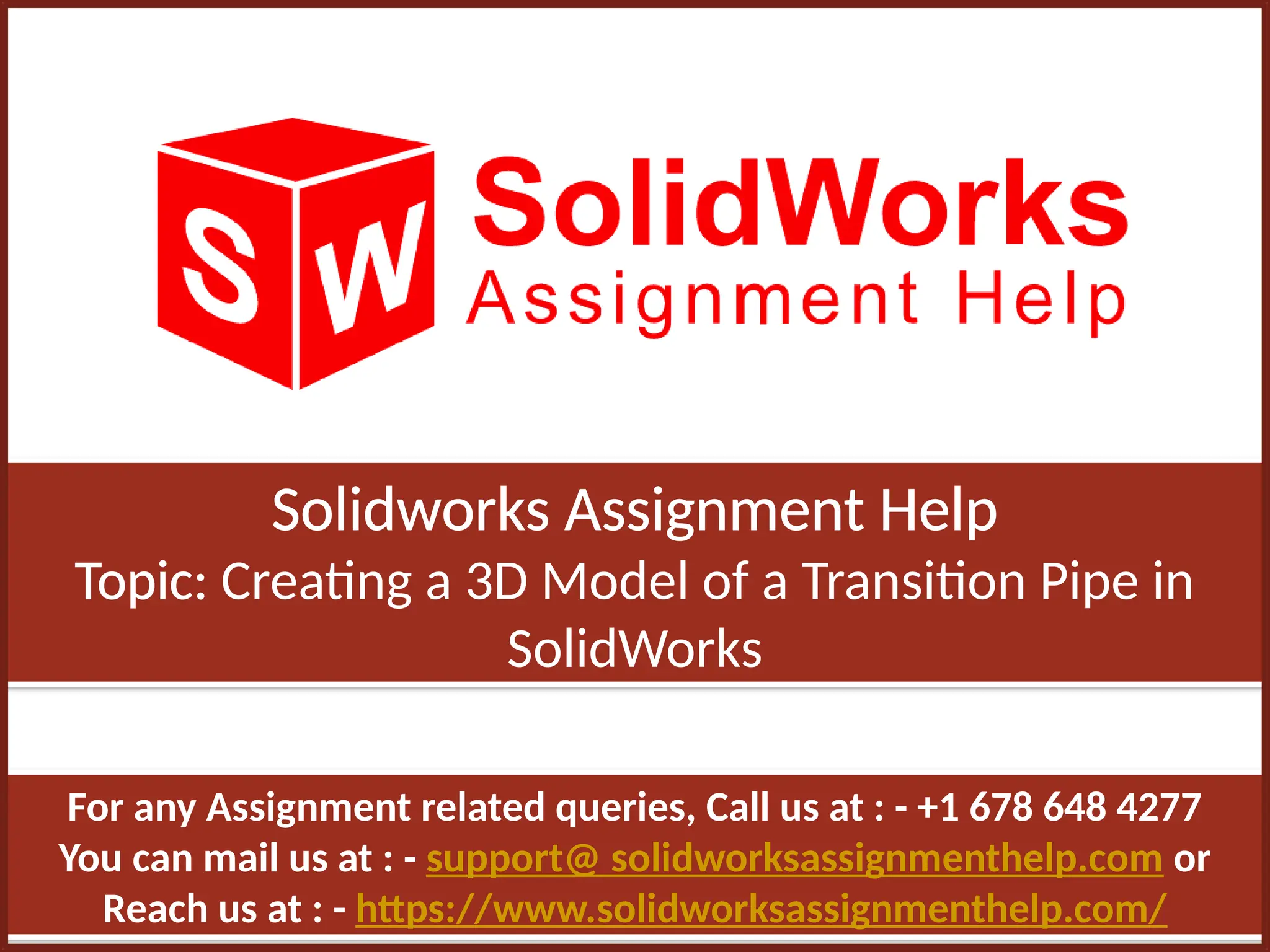 3D Model of a Transition Pipe in Solidworks | PPTX