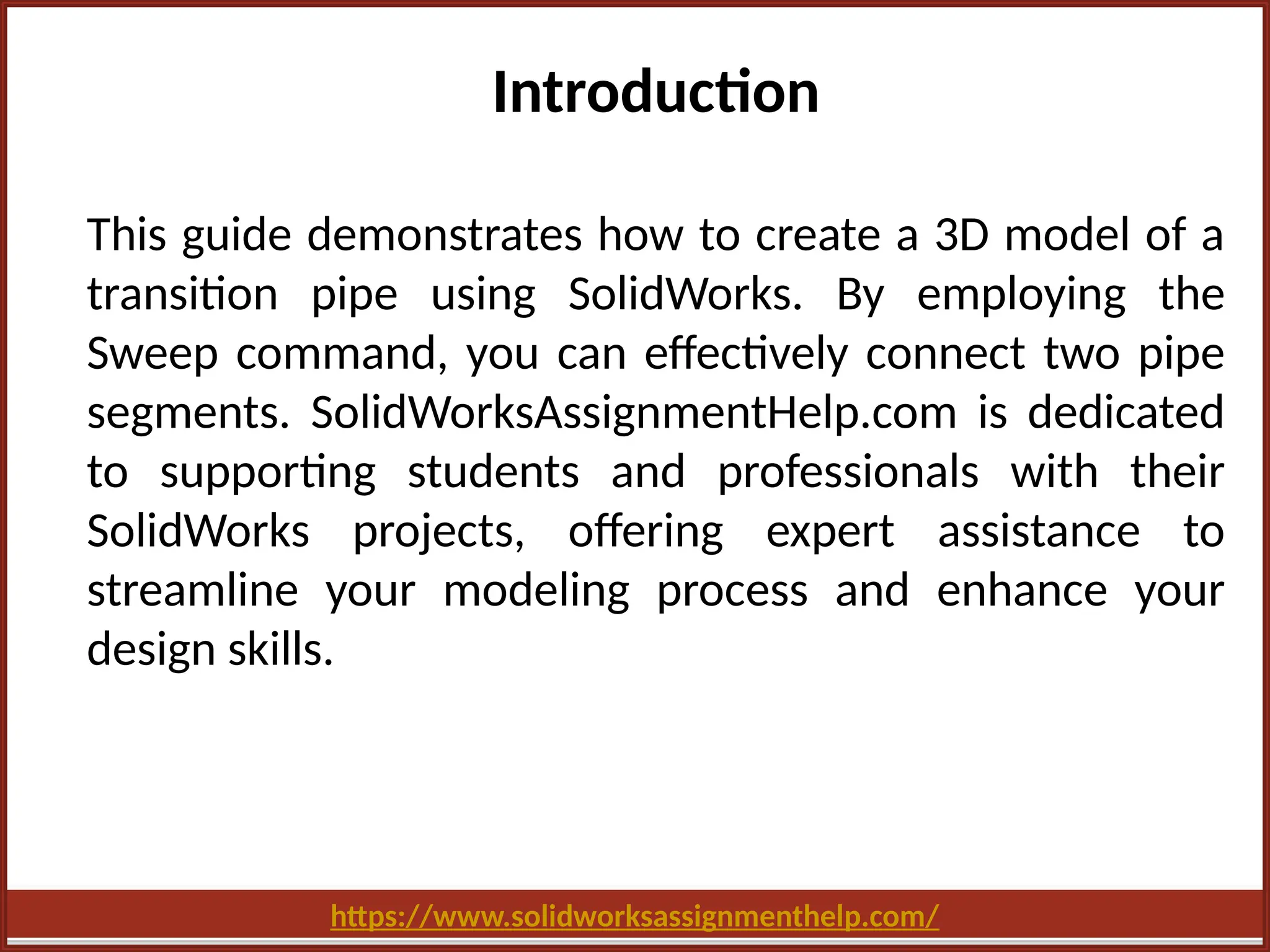 3D Model of a Transition Pipe in Solidworks | PPT