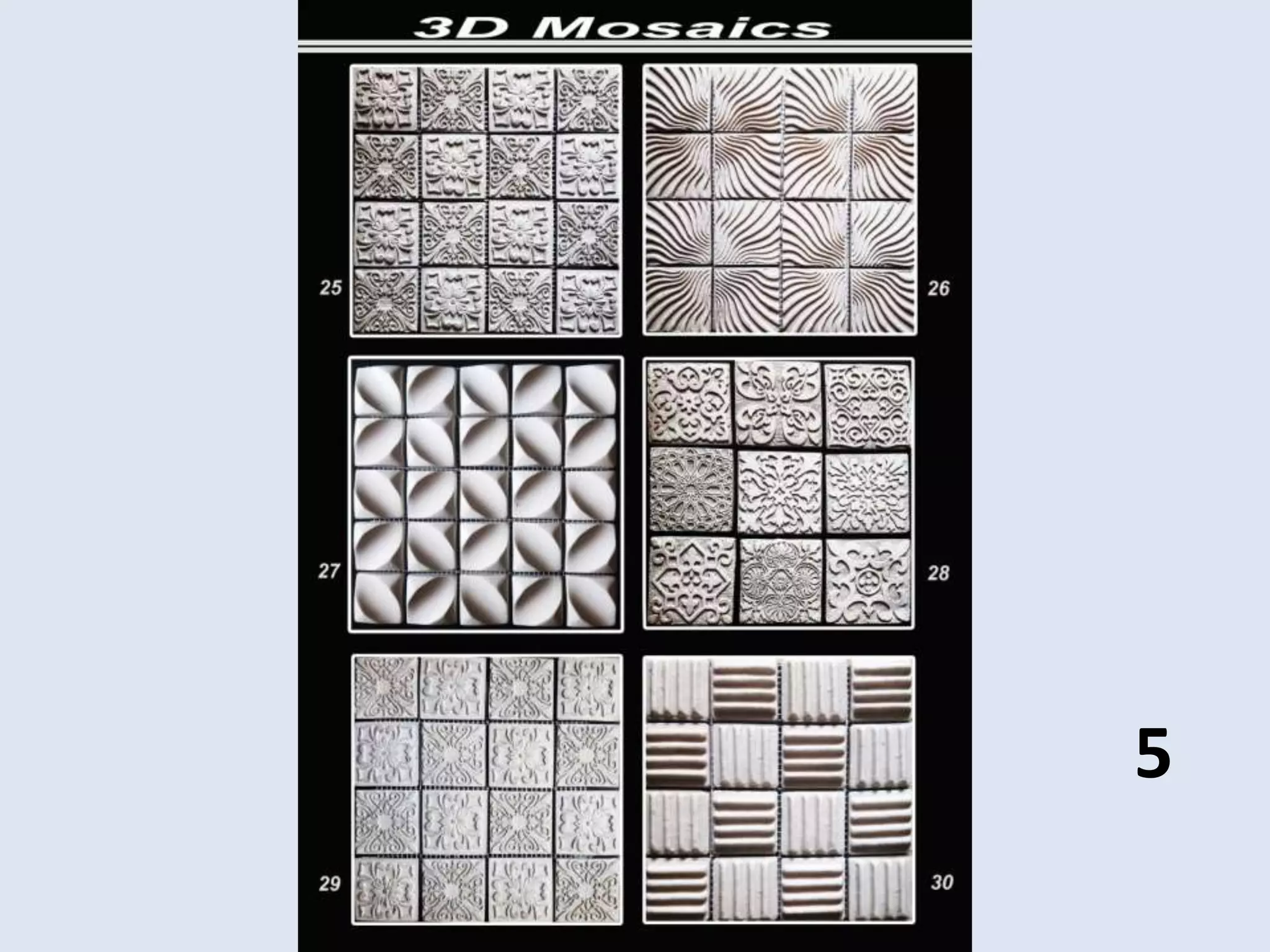White 3D Mosaics | PPTX | Arts and Crafts | Hobbies & Interests