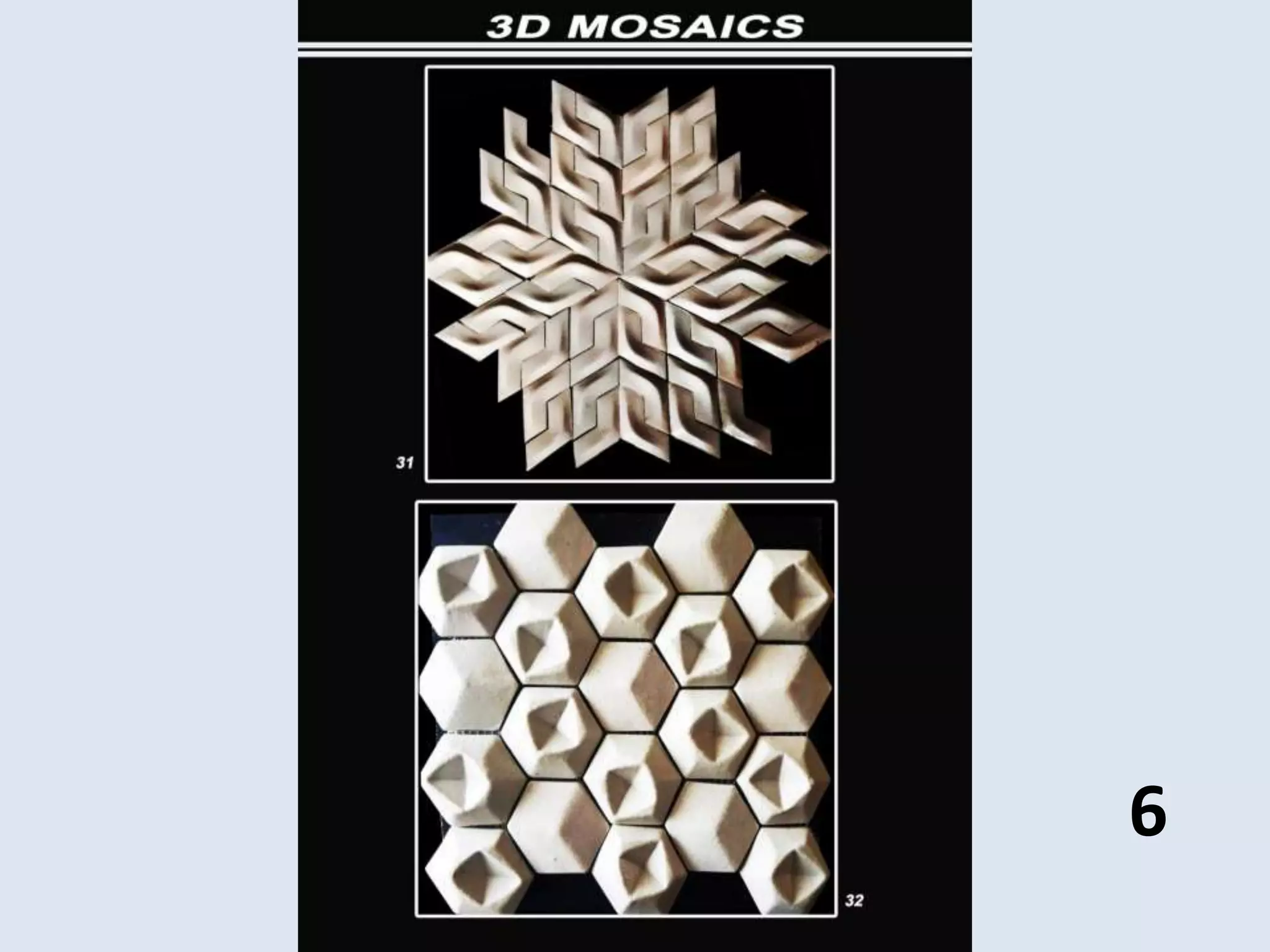 White 3D Mosaics | PPTX | Arts and Crafts | Hobbies & Interests