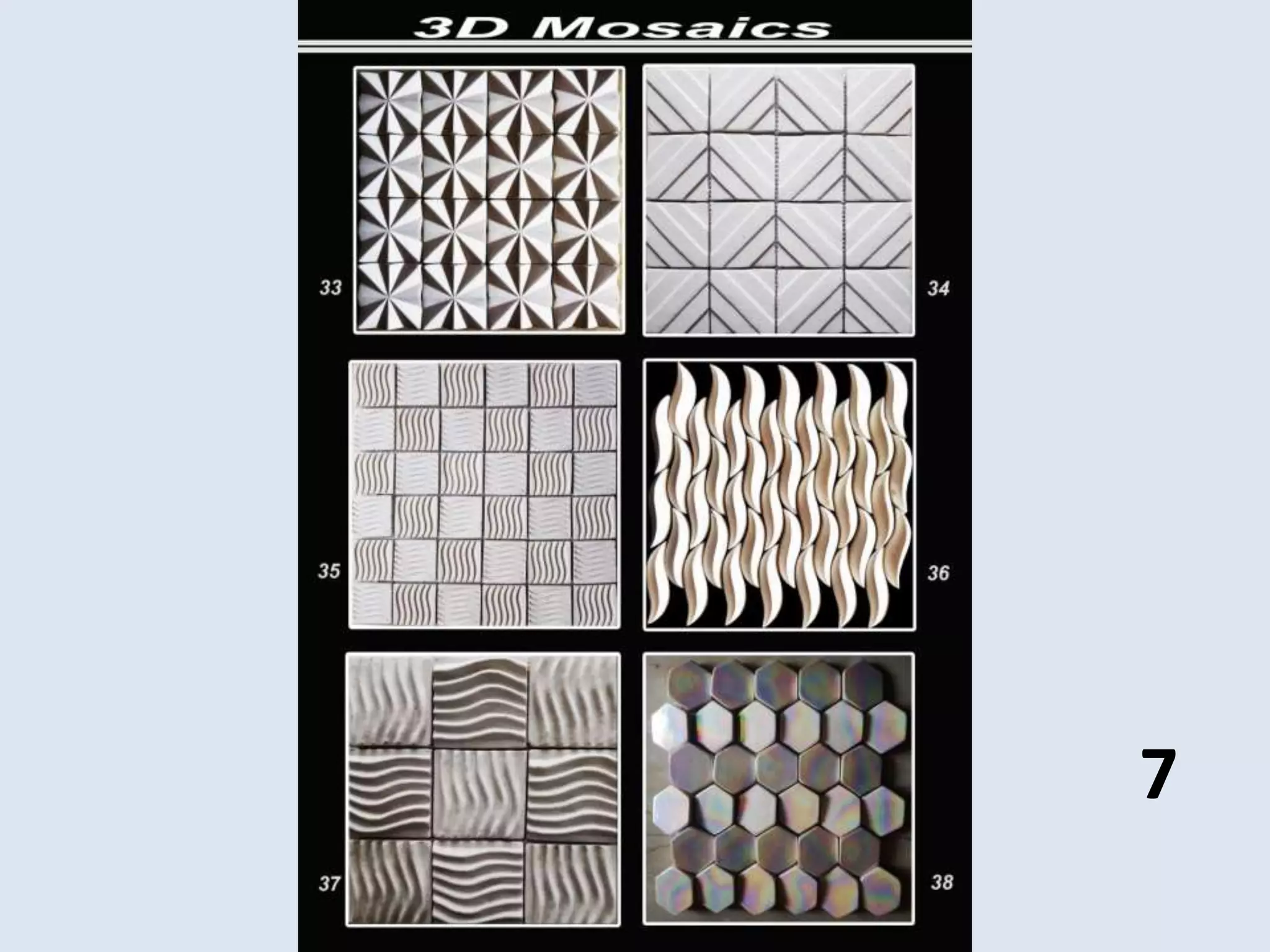White 3D Mosaics | PPTX | Arts and Crafts | Hobbies & Interests