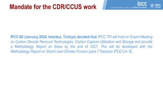IPCC TFI work on Carbon Dioxide Removal Technologies and Carbon Capture ...