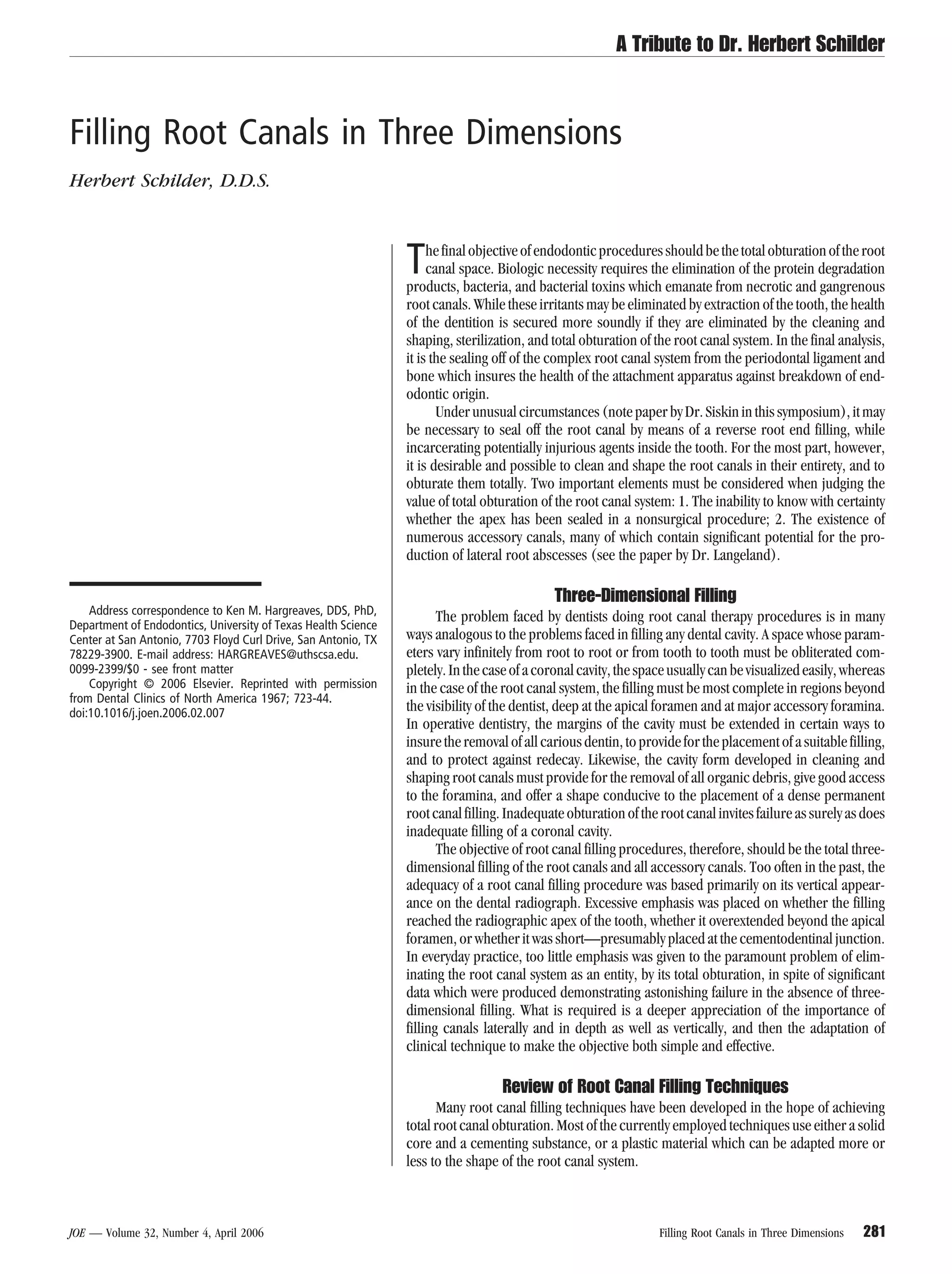 Filling Root Canals in Three Dimensions | PDF