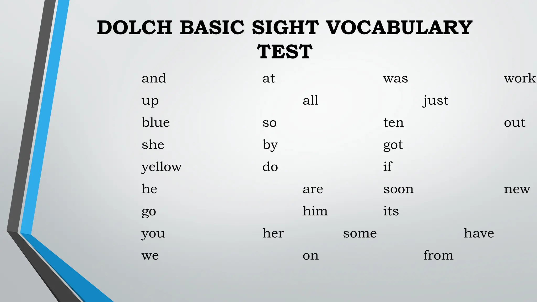 3 Dolch Basic Sight Vocabulary Test 2.pptx