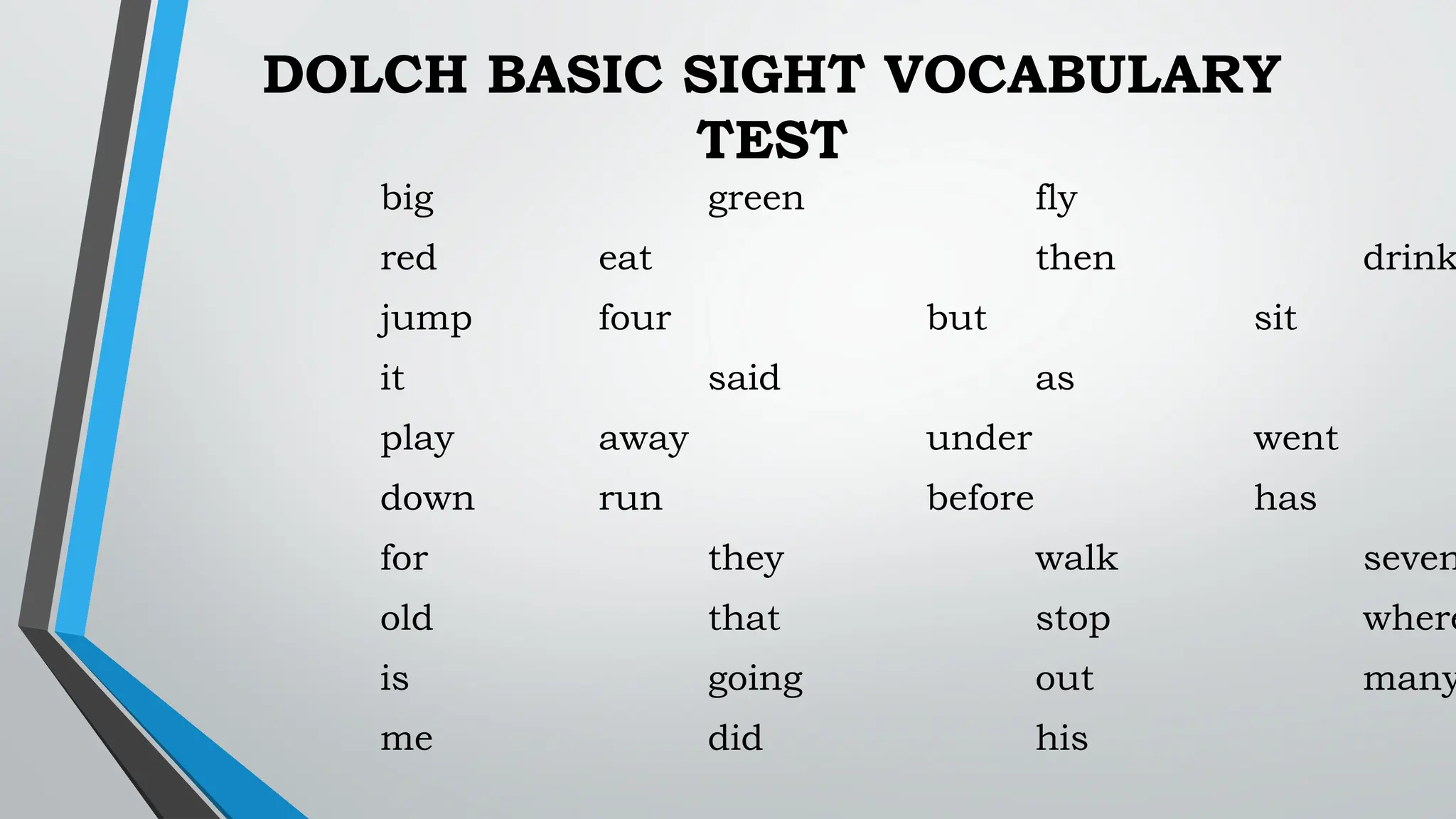 3 Dolch Basic Sight Vocabulary Test 2.pptx