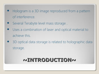 3 d optical data storage | PPT