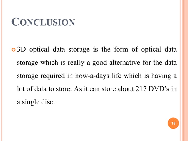 3D Optical Data Storage | PPTX