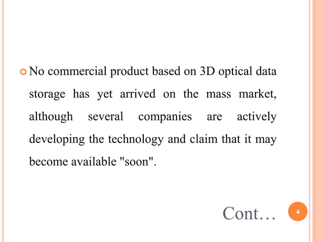 3D Optical Data Storage | PPTX