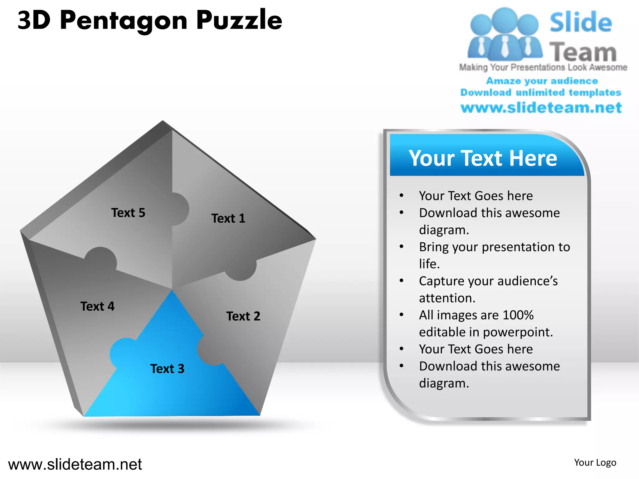3d pentagon puzzle strategy powerpoint templates. | PDF
