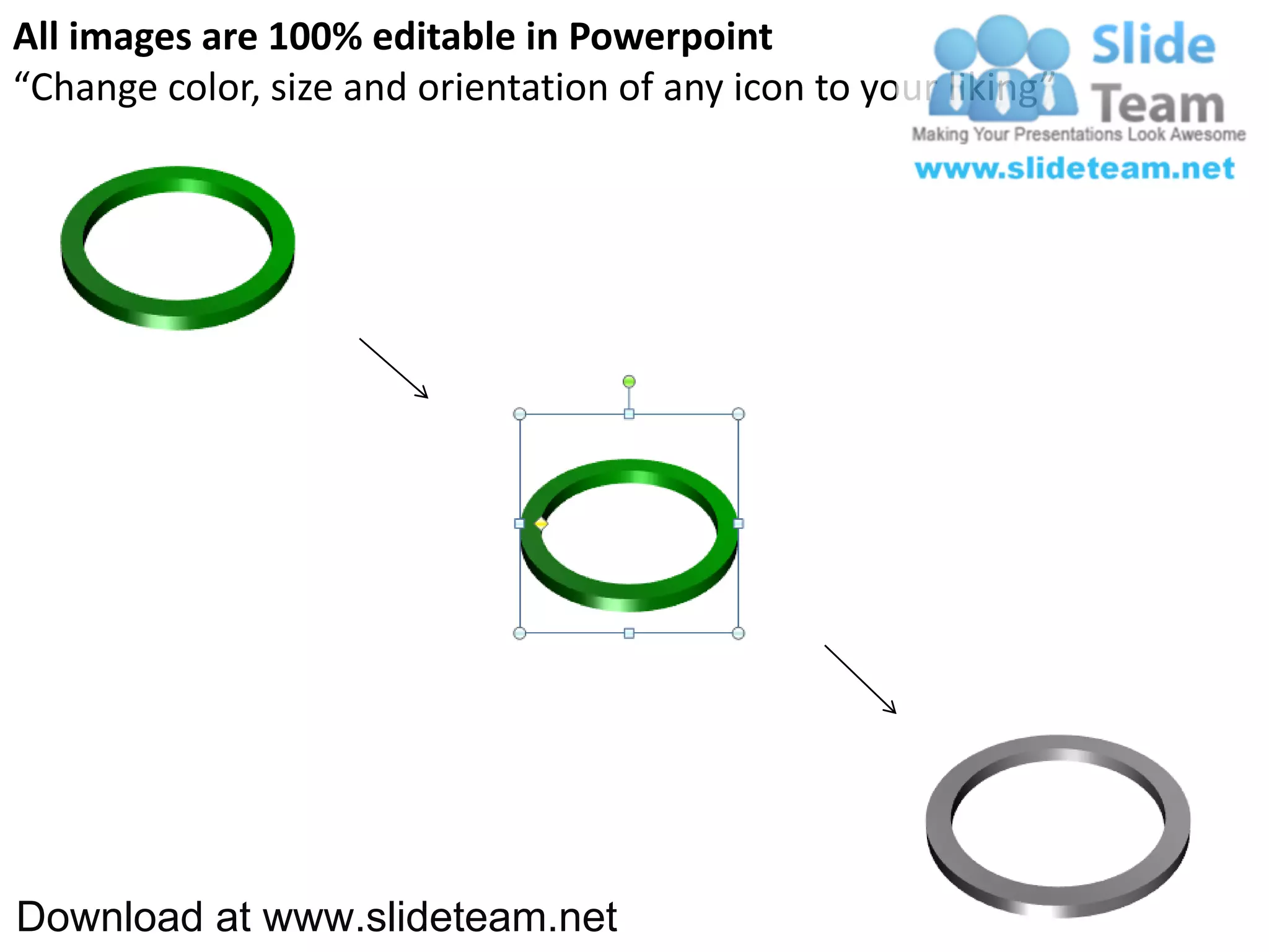 3 d pieces of rings circles connected interconnected linked 3 stages ...